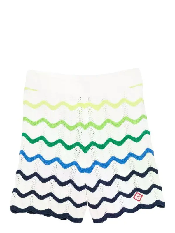 Casablanca Wave Pattern Knitted Shorts - White