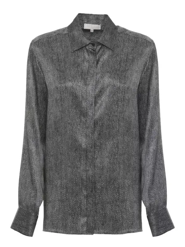 Antonelli Firenze Herringbone Button Shirt - Grey