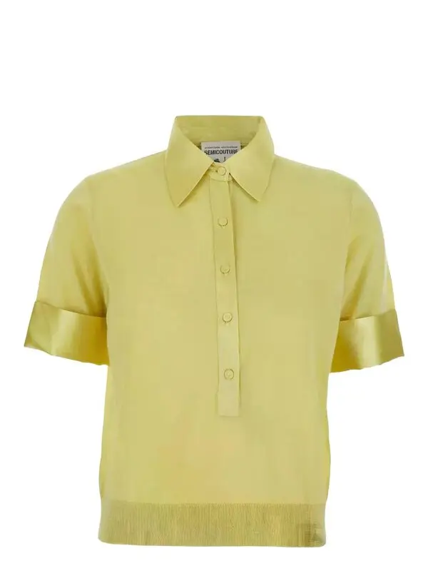 SEMICOUTURE Buttoned Collar Polo Shirt - Yellow