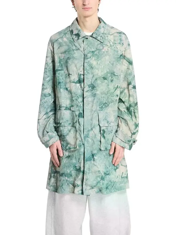 Y3 Abstract Print Hooded Parka - Green
