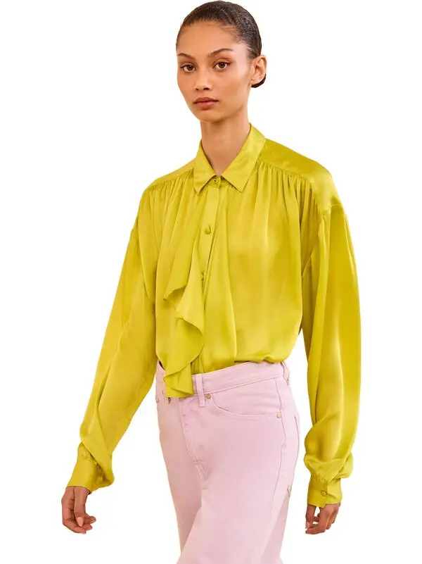 Ulla Johnson Gesture Silk Blouse - Chartreuse