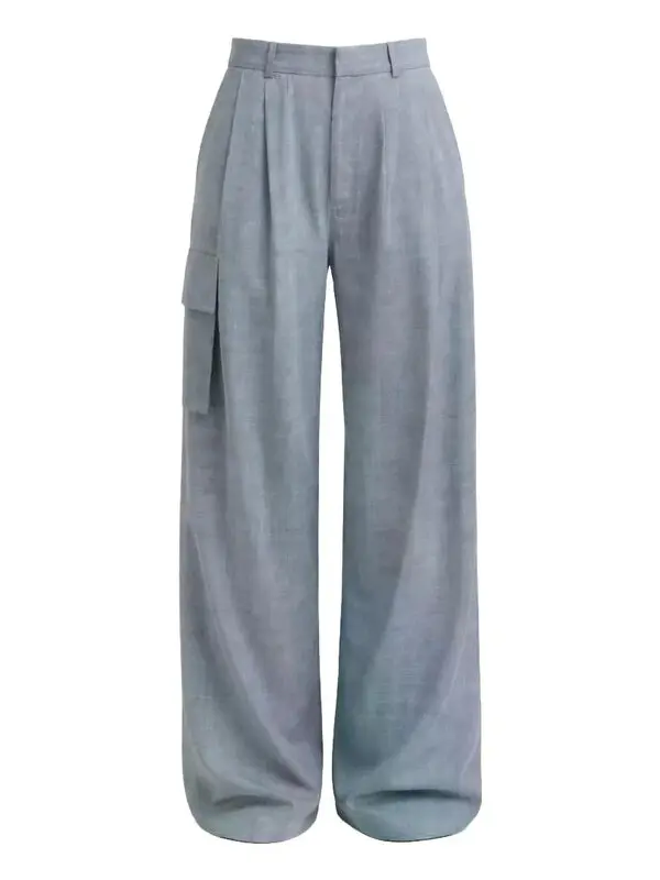 Tibi Pleated Wool Trousers - Grey
