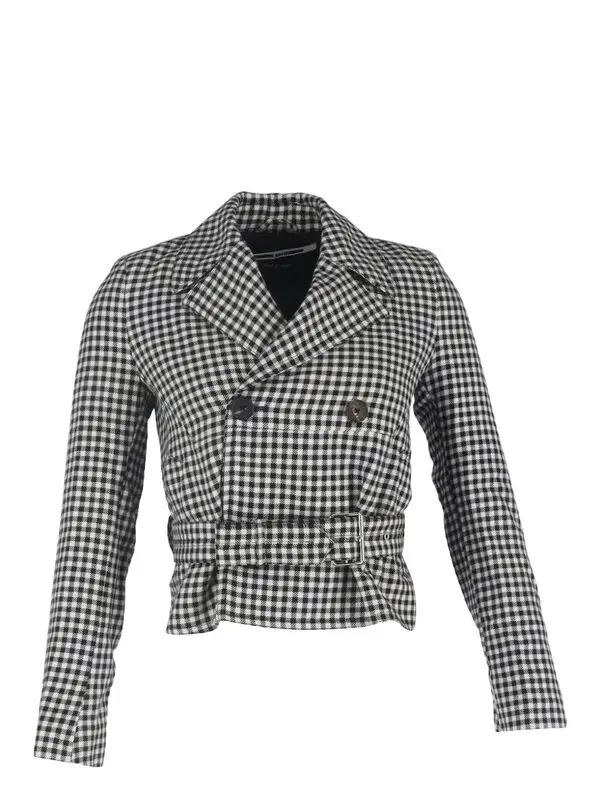 Alexander McQueen Gingham-checked Belted Blazer - Black