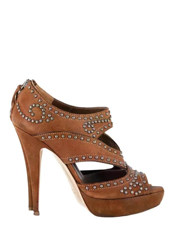 Miu Miu Studded Platform Pumps - Brown