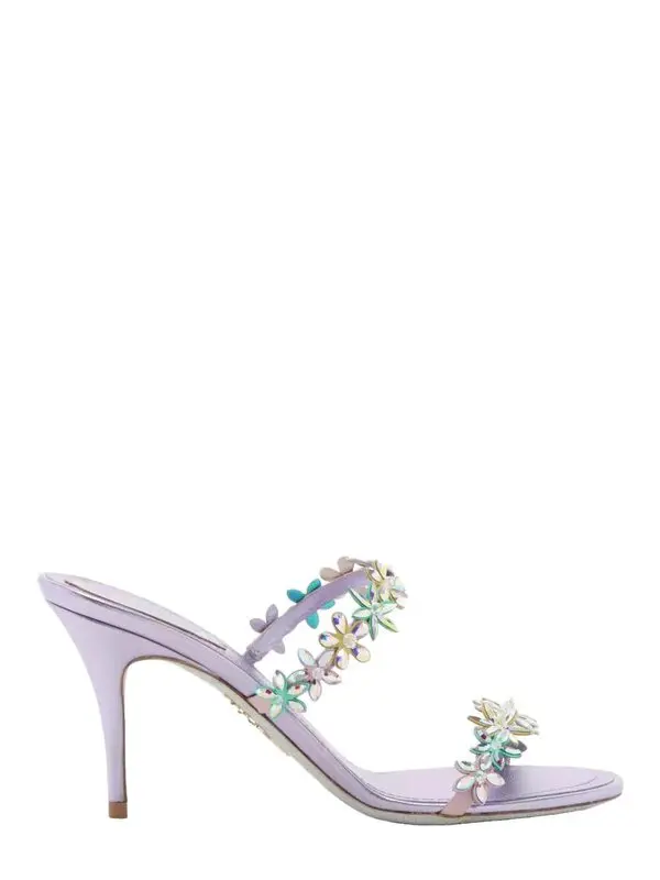 Rene Caovilla Eva Floral-detail Heeled Sandals - Purple