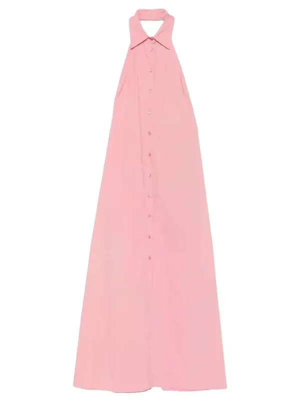 Erika Cavallini Buttoned Halterneck Maxi Dress - Pink