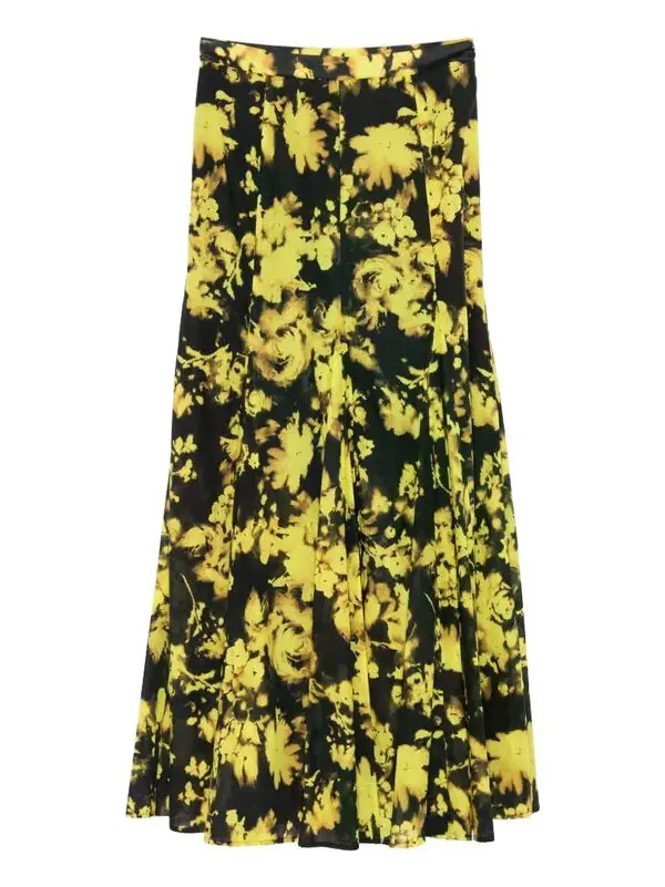 Erika Cavallini Floral-pattern Maxi Skirt - Black
