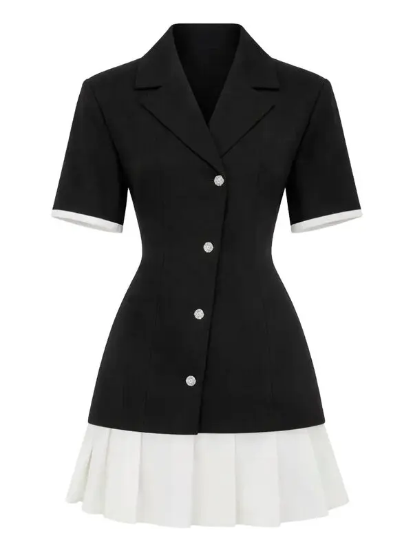 Manière De Voir Baya Pleated-skirt Blazer Mini Dress - Black