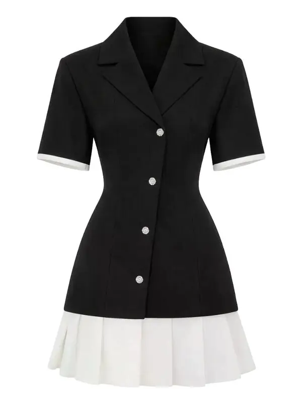 Manière De Voir Baya Pleated-skirt Blazer Mini Dress - Black