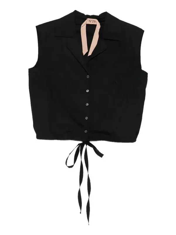 N°21 Tie-waist Sleeveless Shirt - Black