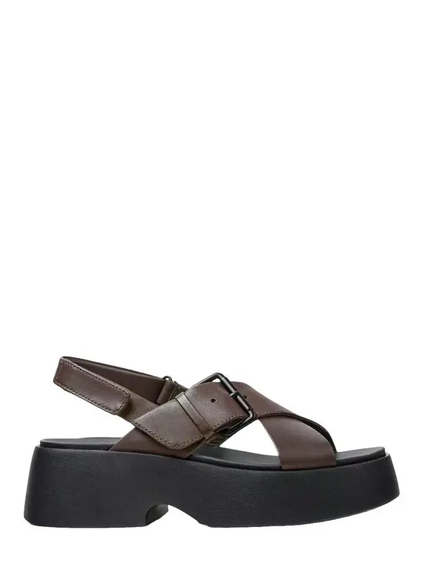 Camper Tasha Buckled Leather Sandals - Brown