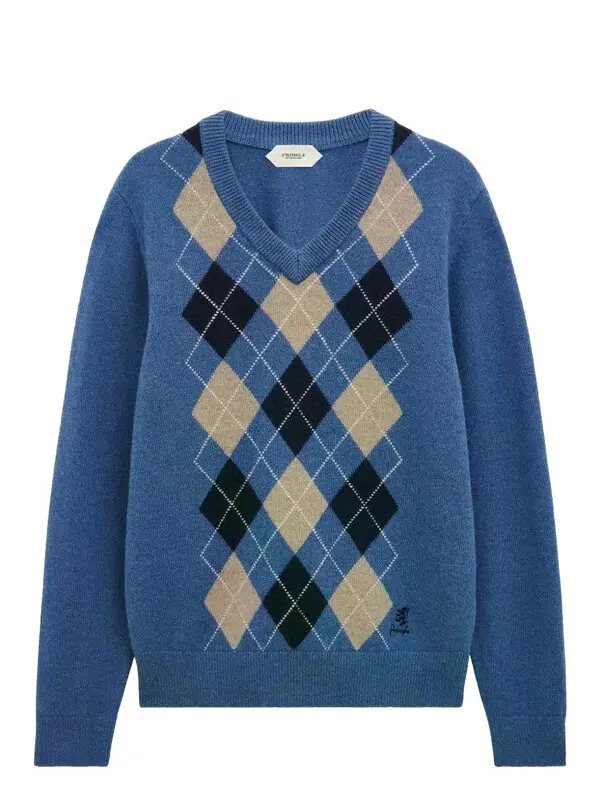 Pringle Of Scotland Argyle V-neck Sweater - Blue