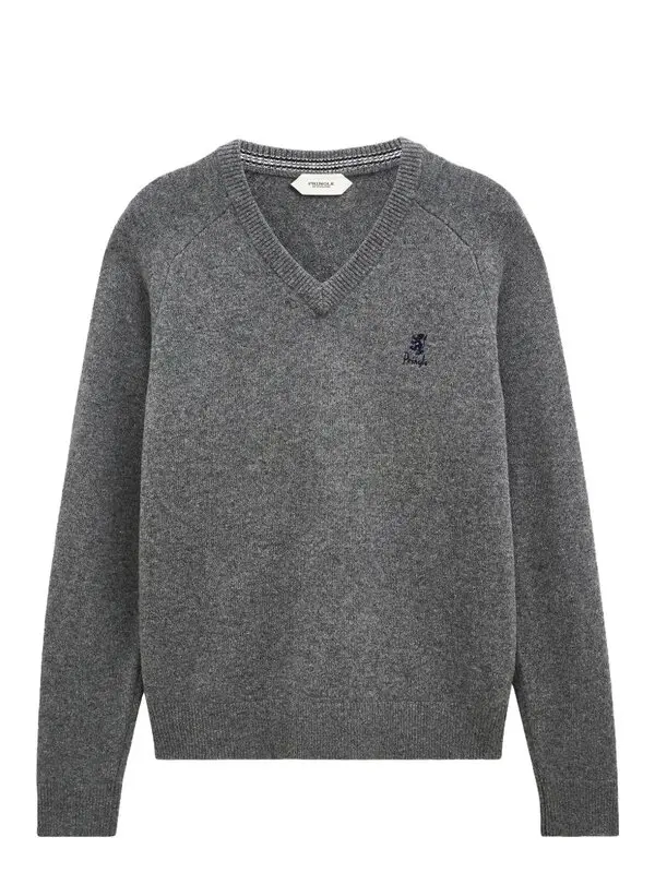 Pringle Of Scotland V-neck Logo Sweater - Grey