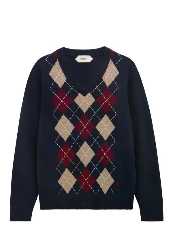 Pringle Of Scotland Argyle V-neck Sweater - Blue
