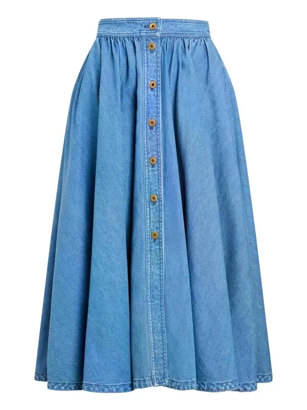 Patou Buttoned Maxi A-line Skirt - Blue