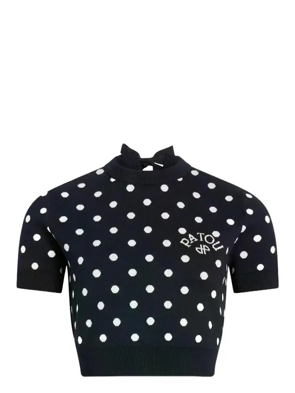 Patou Polka-dot Knitted T-shirt - Black