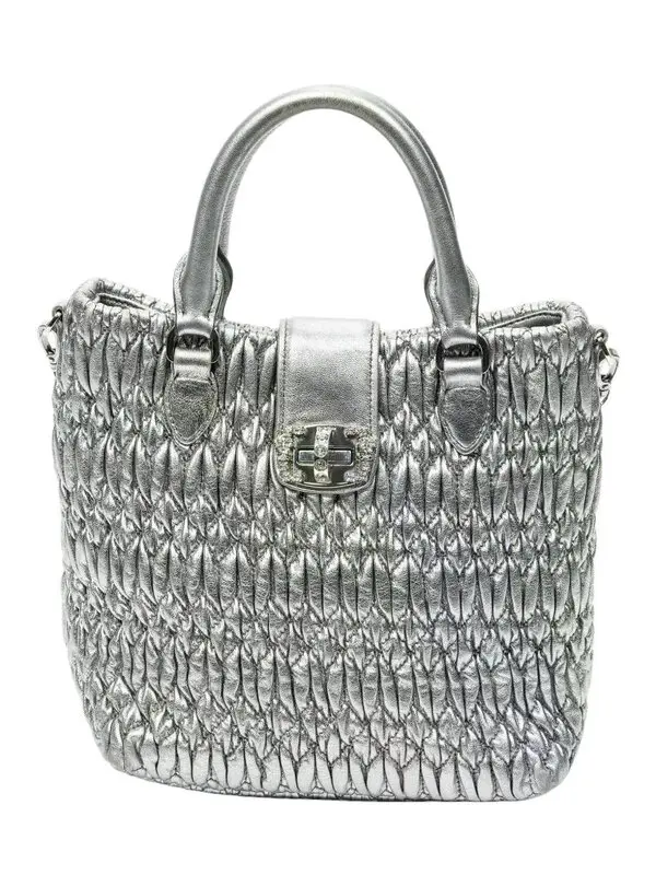 Miu Miu Logo-detail Tote Bag - Silver