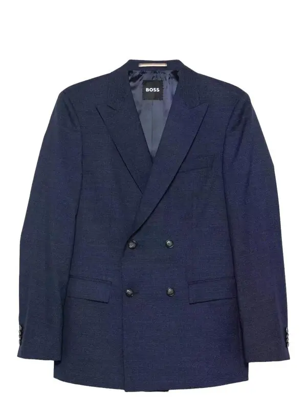 BOSS Wool Double-breasted Suit - Blue