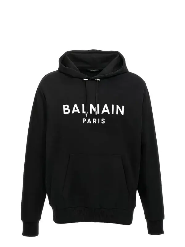Balmain Long-sleeve Hoodie With Logo Detail - Black