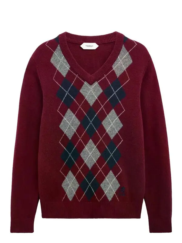 Pringle Of Scotland Argyle V-neck Sweater - Red