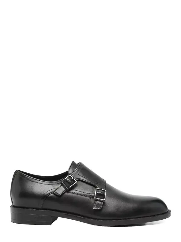BOSS Leather Oxford Shoes With Buckle Straps - Black