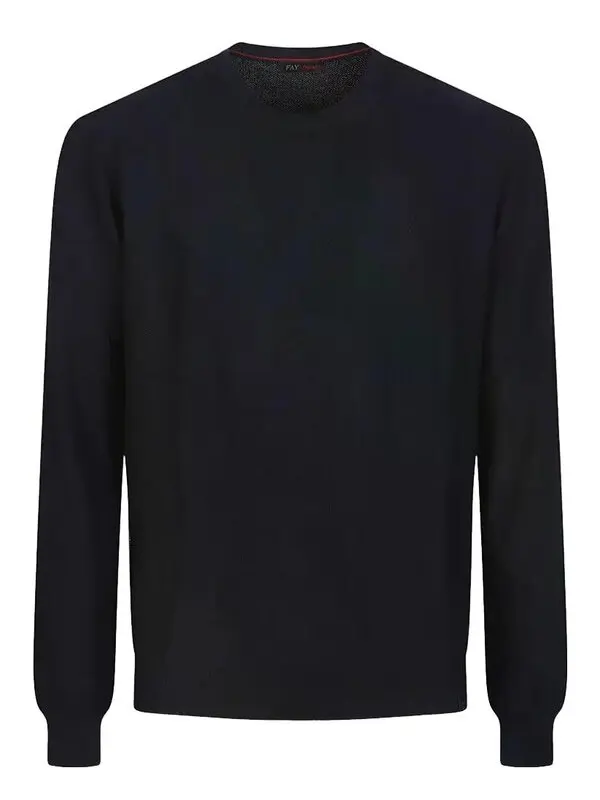 FAY Crew-neck Cotton Sweater - Blue