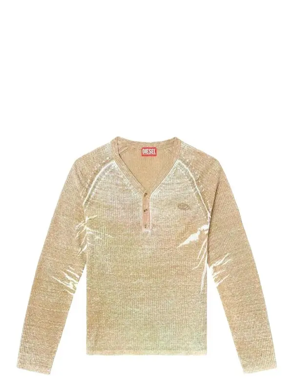 Diesel Ribbed V-neck Sweater - Neutrals