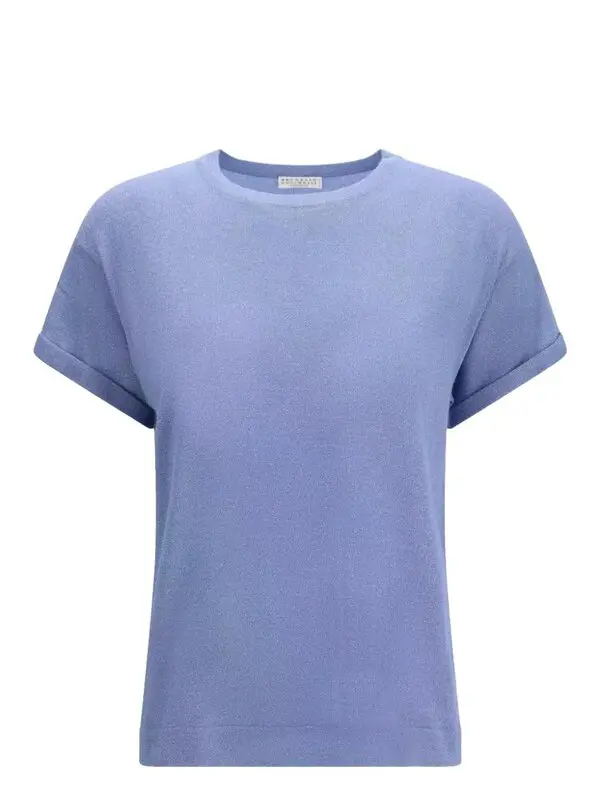 Brunello Cucinelli T-shirt With Rolled Sleeves - Blue