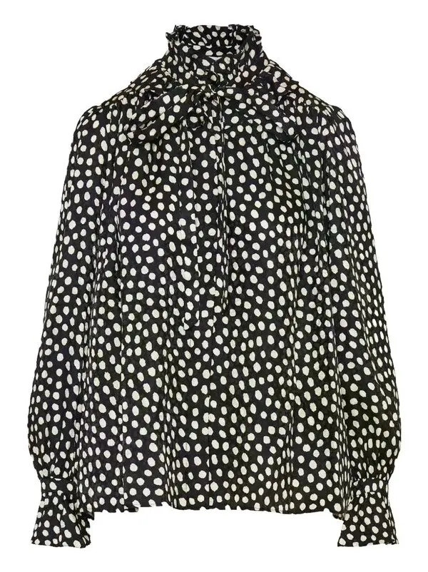 Chloé Ruffled Polka Dot Blouse - Black