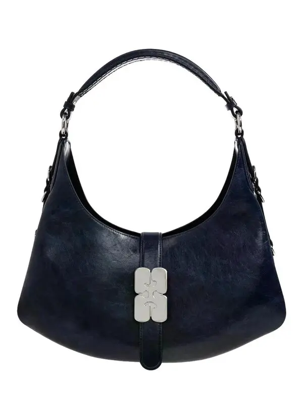 GANNI Leather Shoulder Bag - Blue