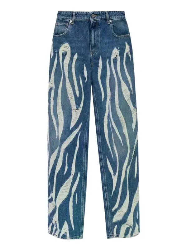 Blumarine Distressed-effect Printed Jeans - Blue