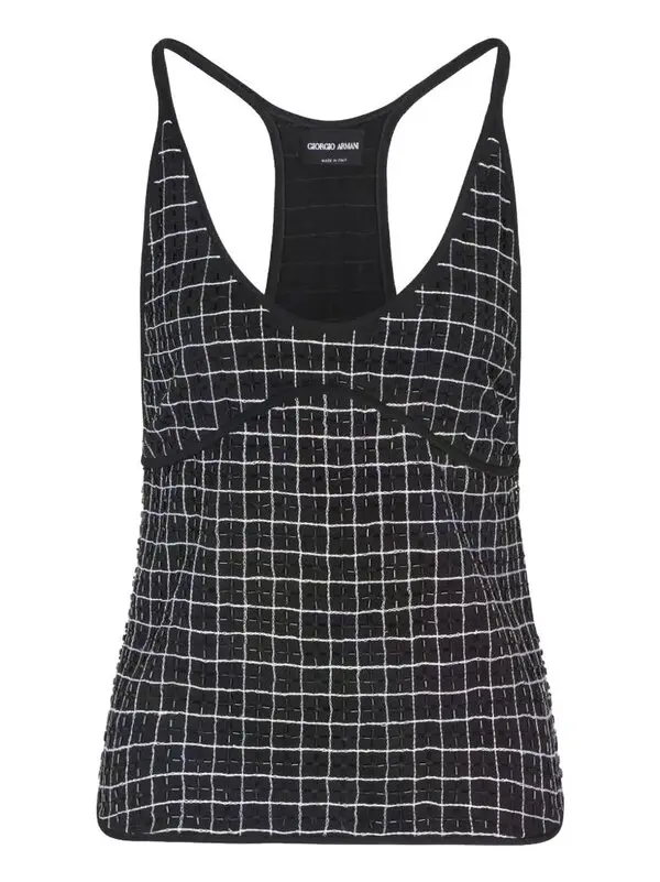 Giorgio Armani Checked Racerback Top - Black