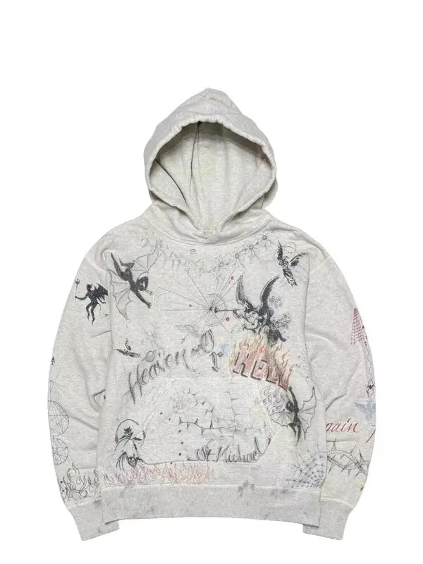 SAINT MXXXXXX Graphic-print Hoodie - Grey