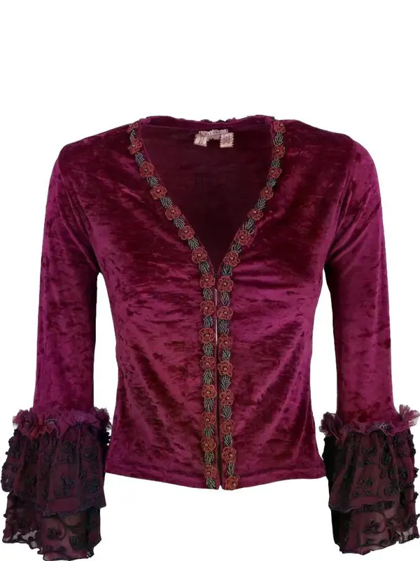 VOYAGE ET CIE Velvet Beaded Top - Purple