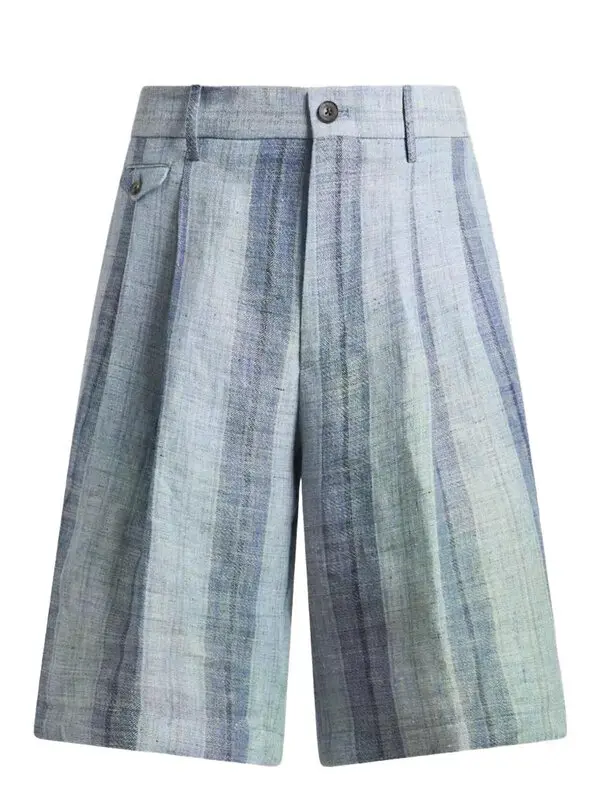 Etro Linen Striped Shorts - Blue