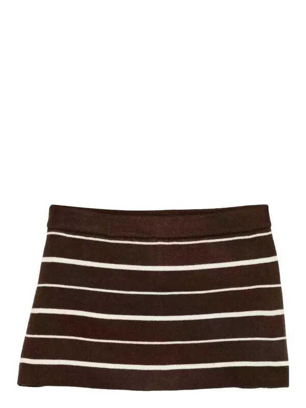 Frankies Bikinis Striped Mini Skirt - Brown