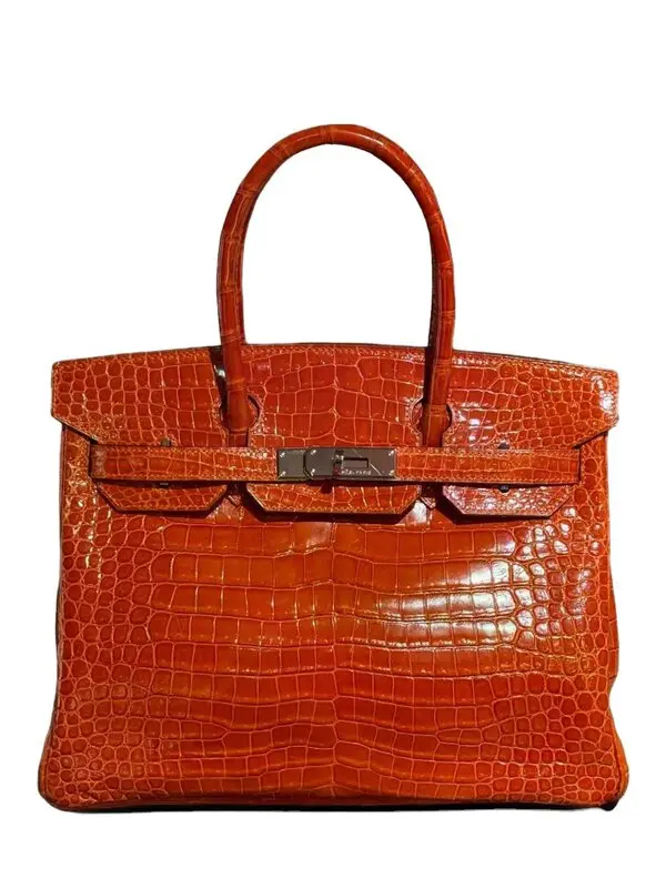 Hermès 2013 30 Birkin Crocodile Tote Bag - Orange