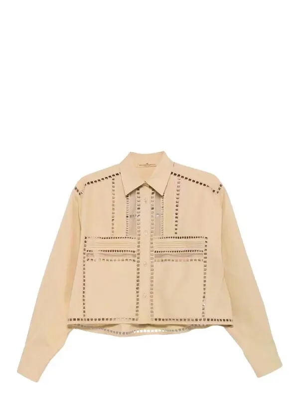 Ermanno Scervino Cutout Cropped Shirt - Neutrals