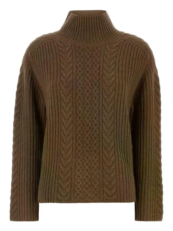 Max Mara Cable-knit Turtleneck Sweater - Brown