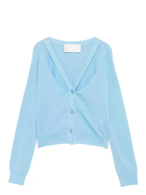 CIRCUS HOTEL Cut-out Buttoned Cardigan - Blue