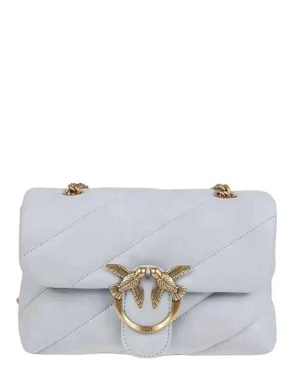 Pinko Quilted Shoulder Bag With Bird Detail - Blue