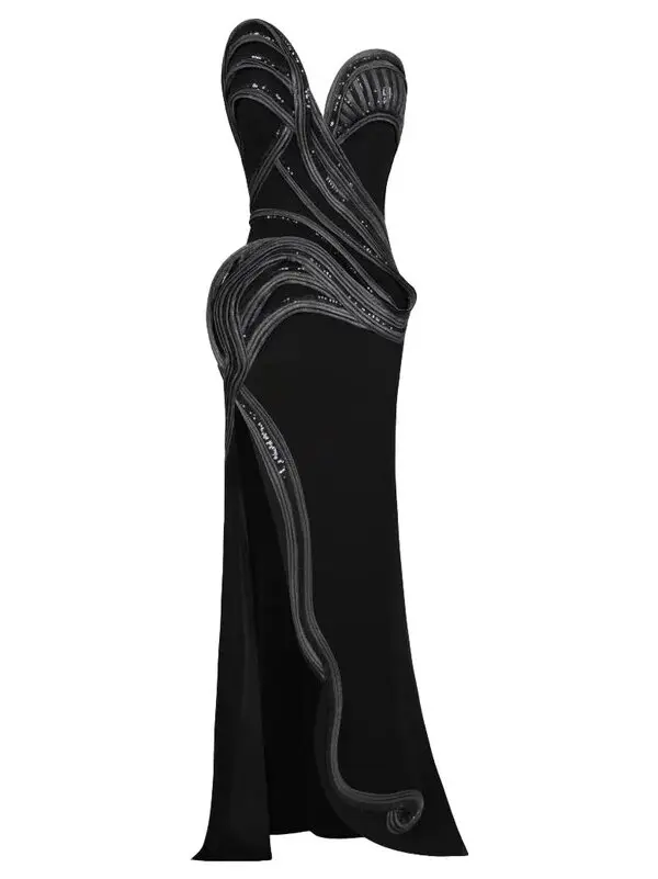 GABY CHARBACHY Sequin-embellished Gown - Black