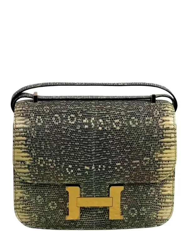 Hermès 2021 18 Constance Lizard Shoulder Bag - Black