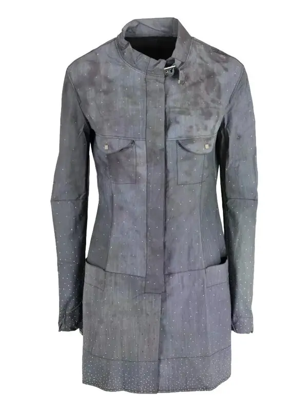 Fendi Embellished Trench Coat - Grey