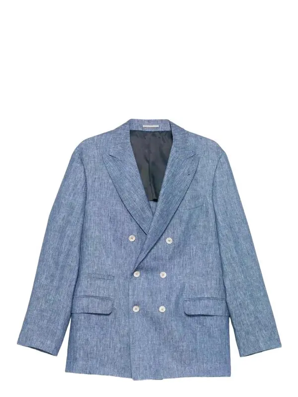 Brunello Cucinelli Double-breasted Linen Jacket - Blue
