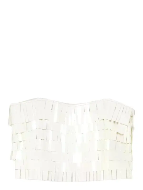 CIRCUS HOTEL Fringed Strappy Top - White