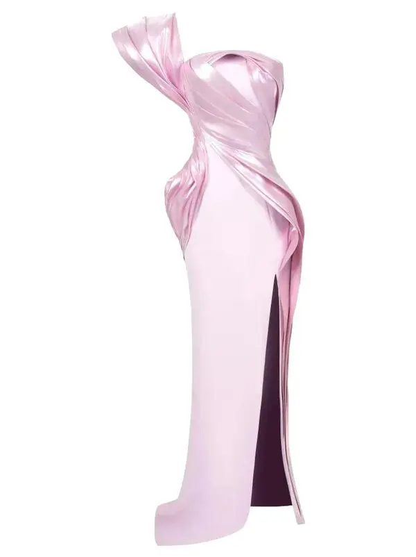 GABY CHARBACHY One-shoulder Draped Gown - Pink