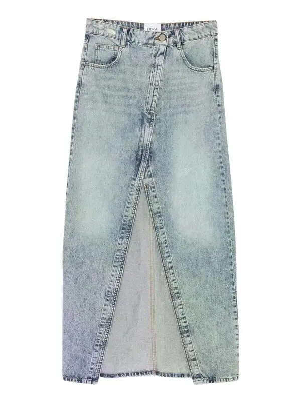 Erika Cavallini Front Slit Denim Skirt - Blue