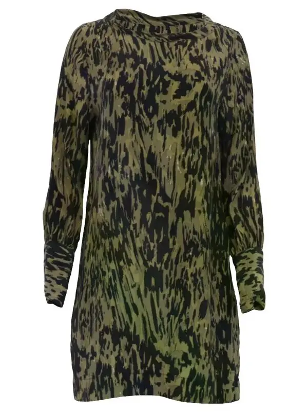 NILI LOTAN Printed Long Sleeve Dress - Green