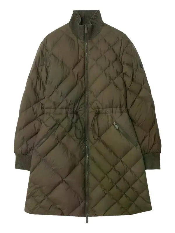 Burberry Danesbury Check-stitch Puffer Coat - Green